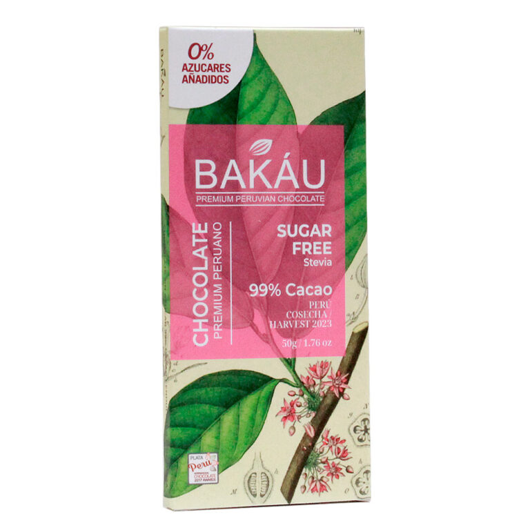 Chocolate Sin Azúcar 99% Cacao (Stevia) x 50g – Bakao